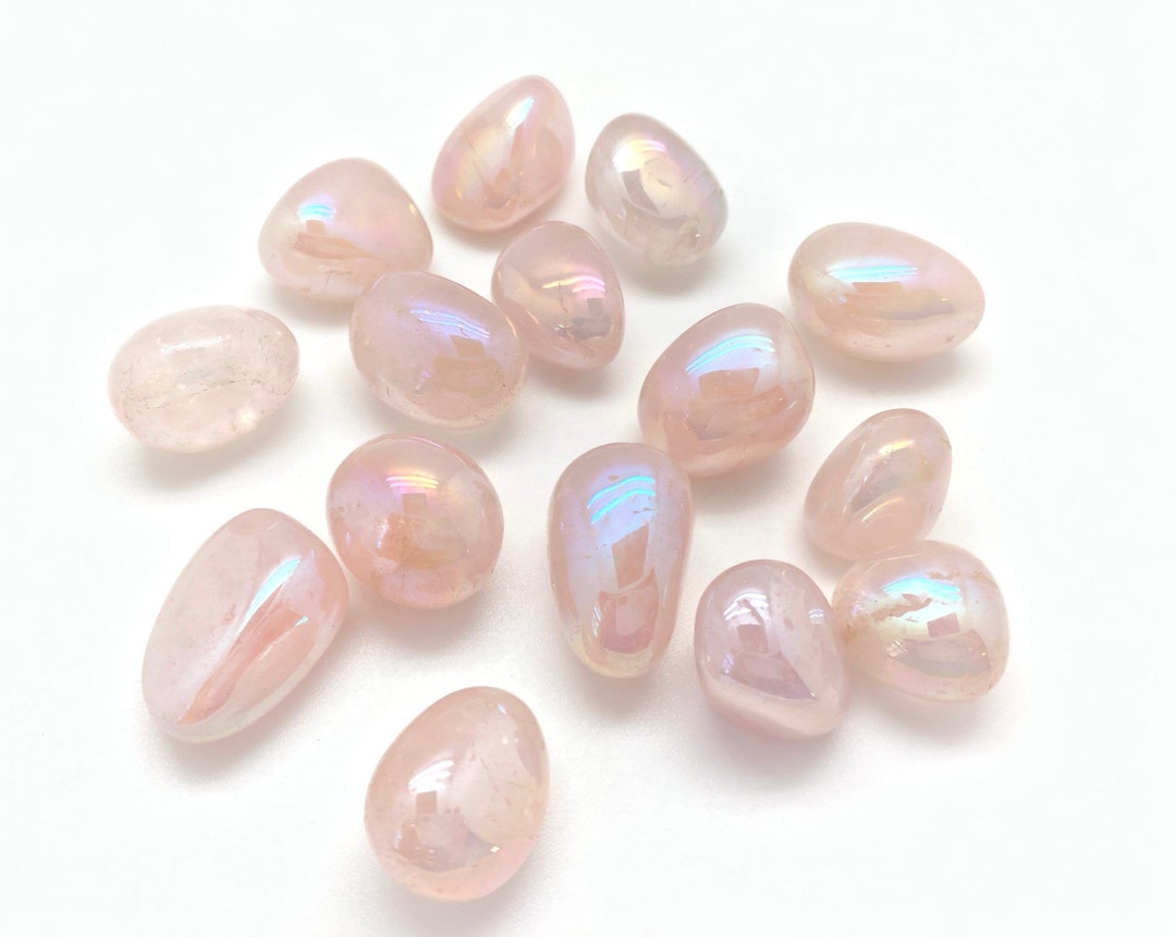Aura Rose Quartz Tumbled Crystal - Multiple Sizes Available - Polished ...