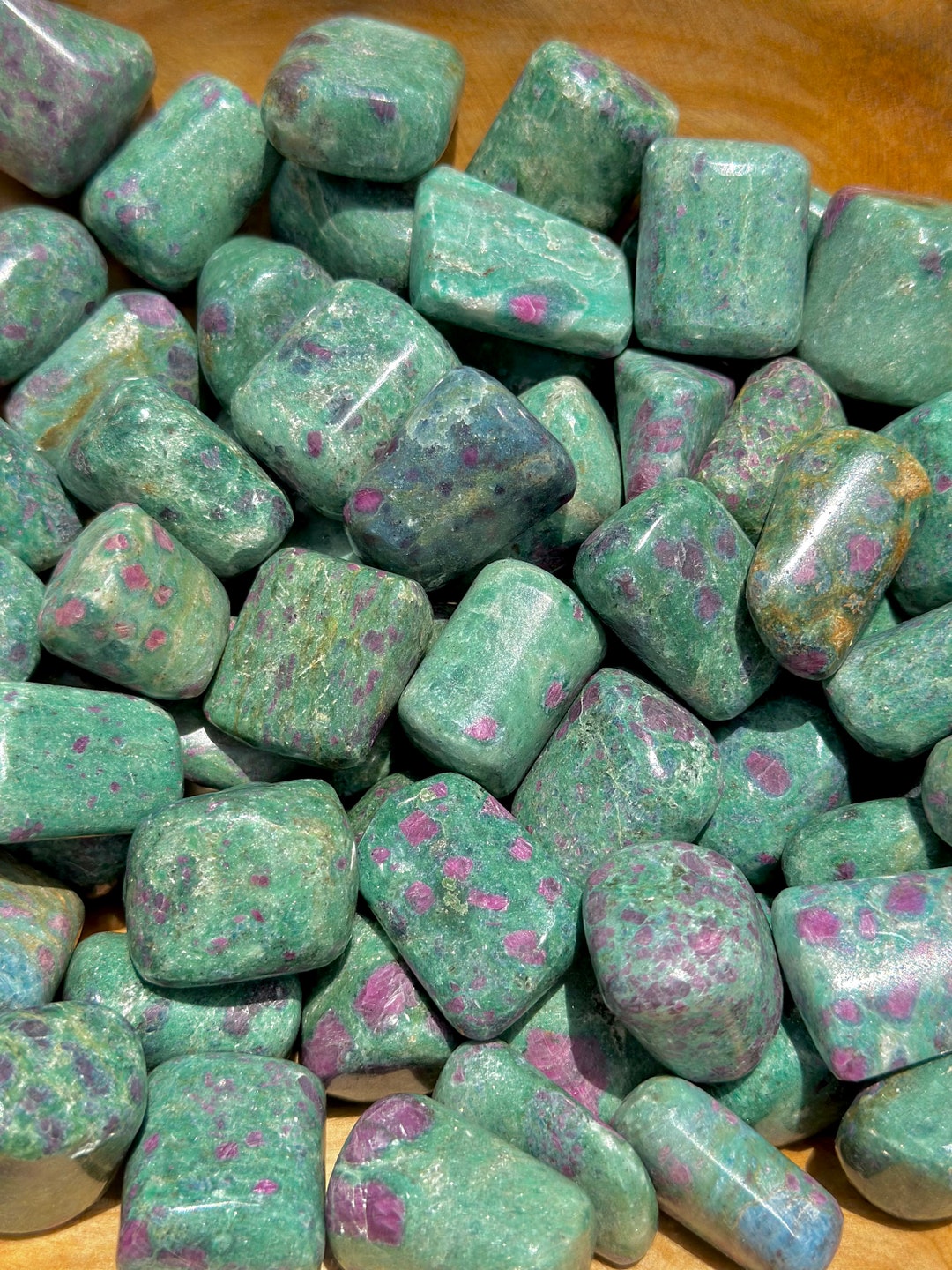 Ruby in Fuchsite Stone (0.5" - 1.75") Grade A Tumbled Ruby in Fuchsite - Polished Ruby and ...