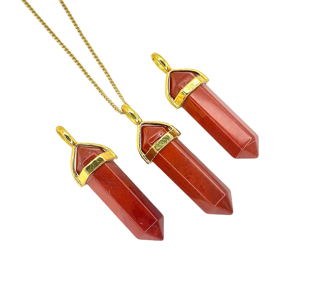 Red Jasper Necklace - Red Jasper Point Pendant - Crystal Necklace ...
