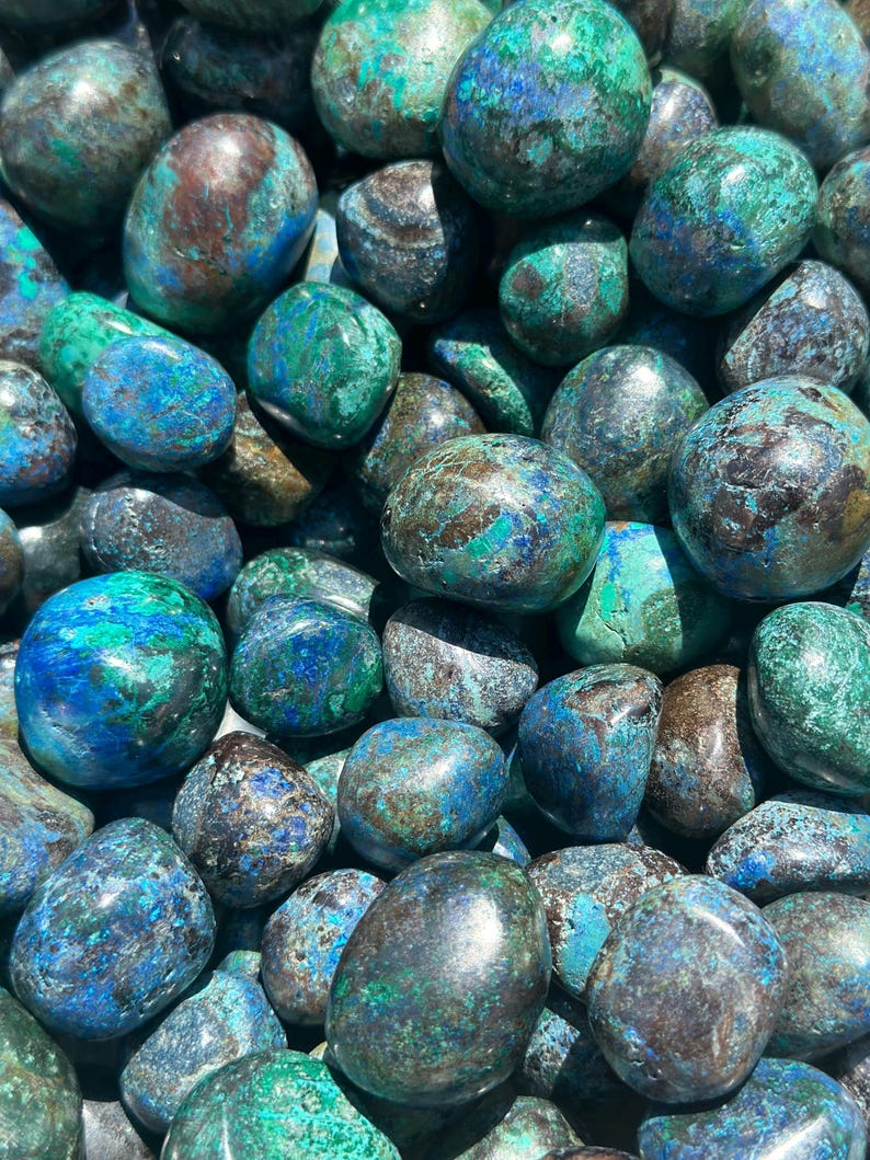 Azurite Tumbled Stone - Polished Azurite Stone - Tumbled Azurite ...