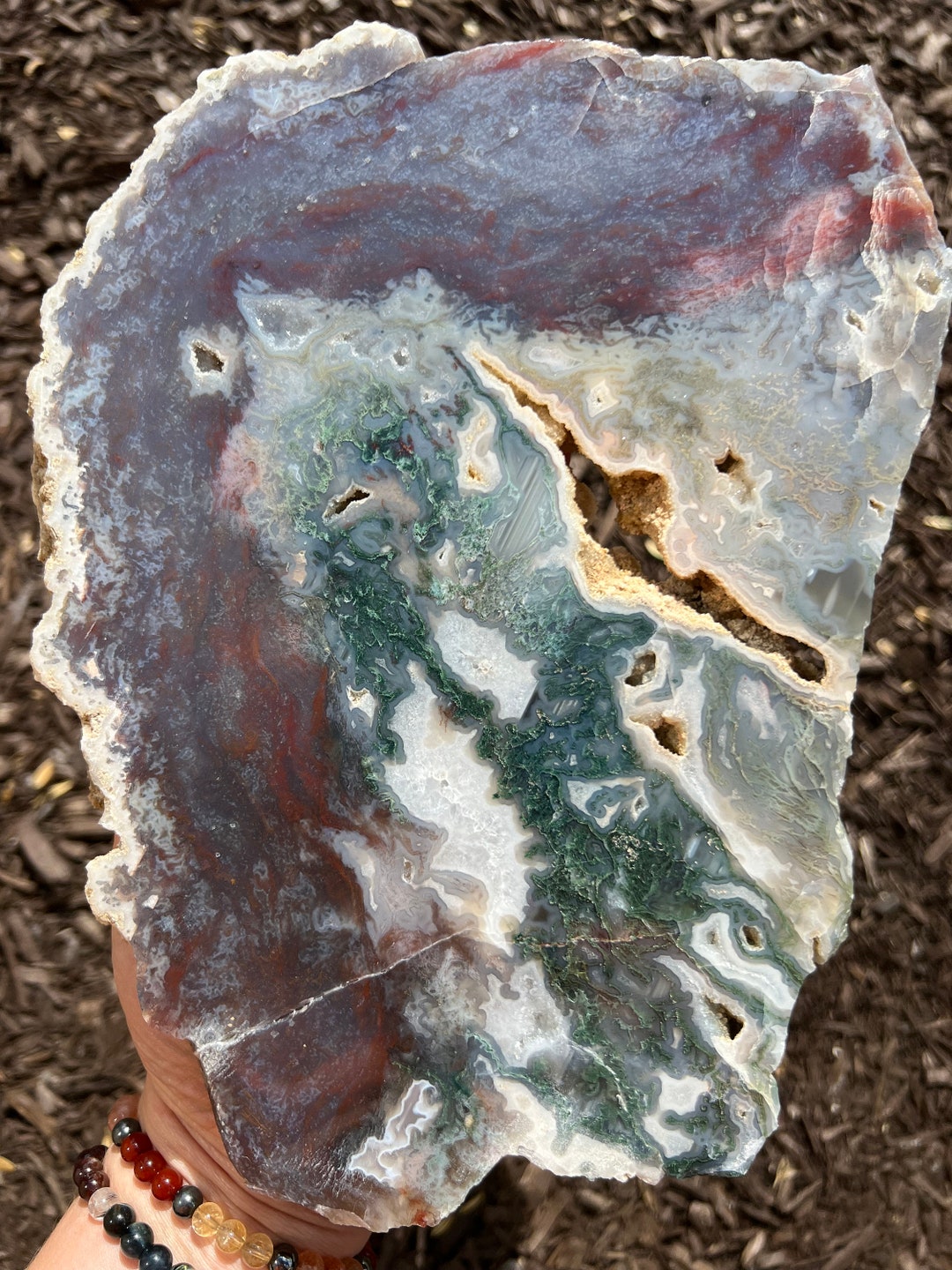 Moss Agate Slab Polished Large Moss Agate Stone Slice Moss Agate Druzy ...