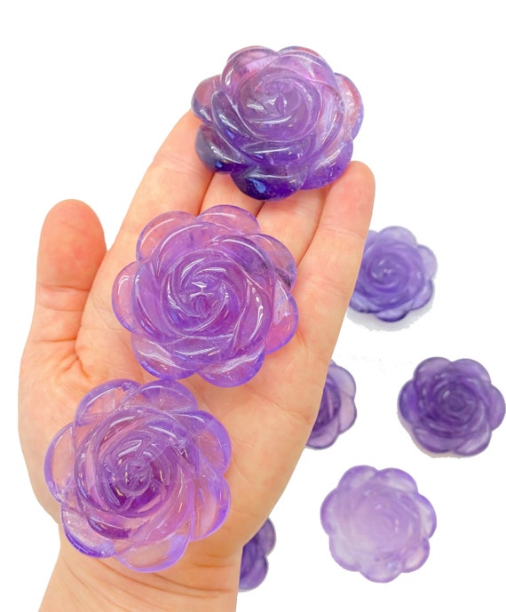 Amethyst Crystal Rose 2 Hand Carved Amethyst Rose | Etsy