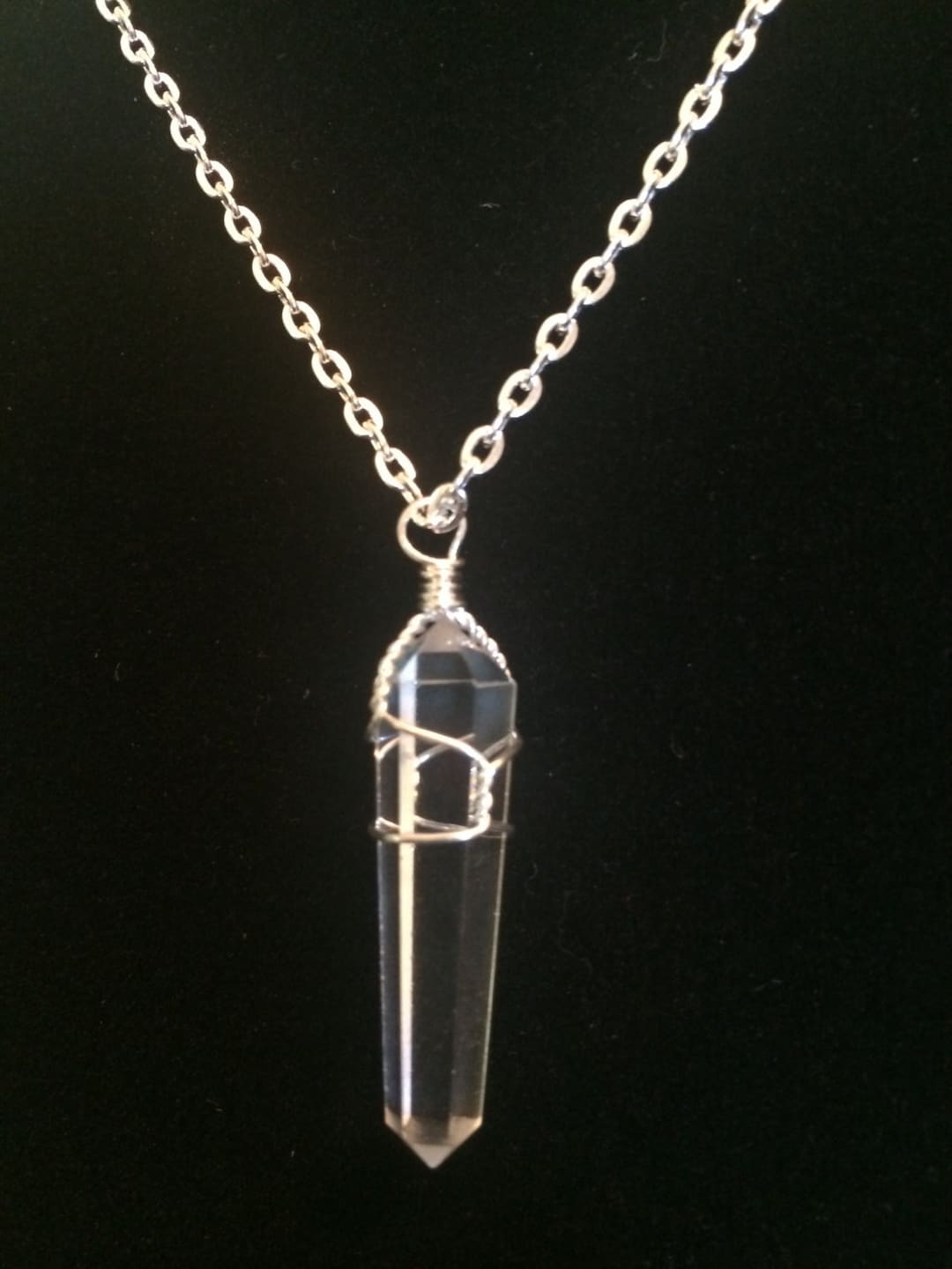 Raw Quartz Crystal Point Pendant - Crystal Necklace - Wire Wrapped ...