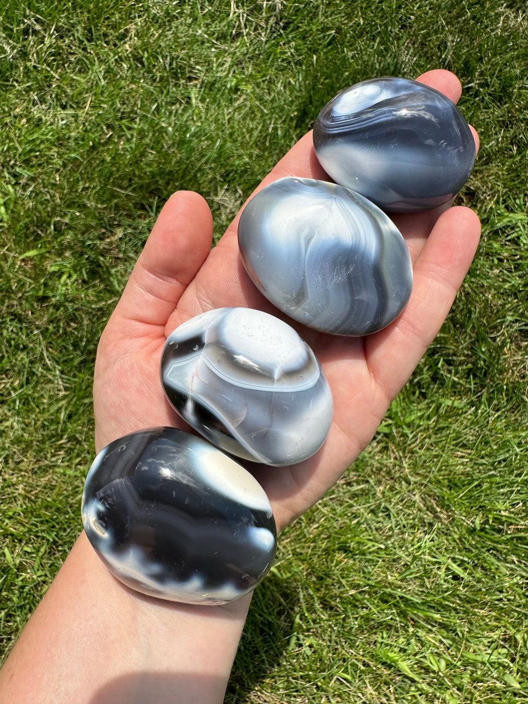 Orca Agate Palm Stone Ocean Agate Palm Stone Blue Agate Stone Orca ...