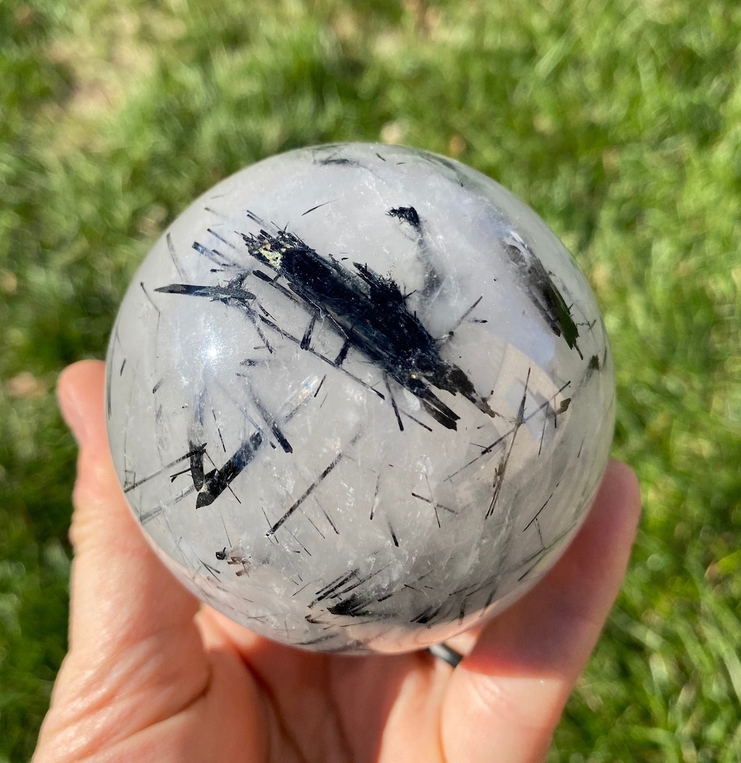 Tourmalinated Quartz Sphere - Large Tourmalated Quartz Crystal Sphere ...