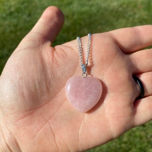 Rose Quartz Heart Necklace - Rose Quartz Pendant - Polished Heart ...