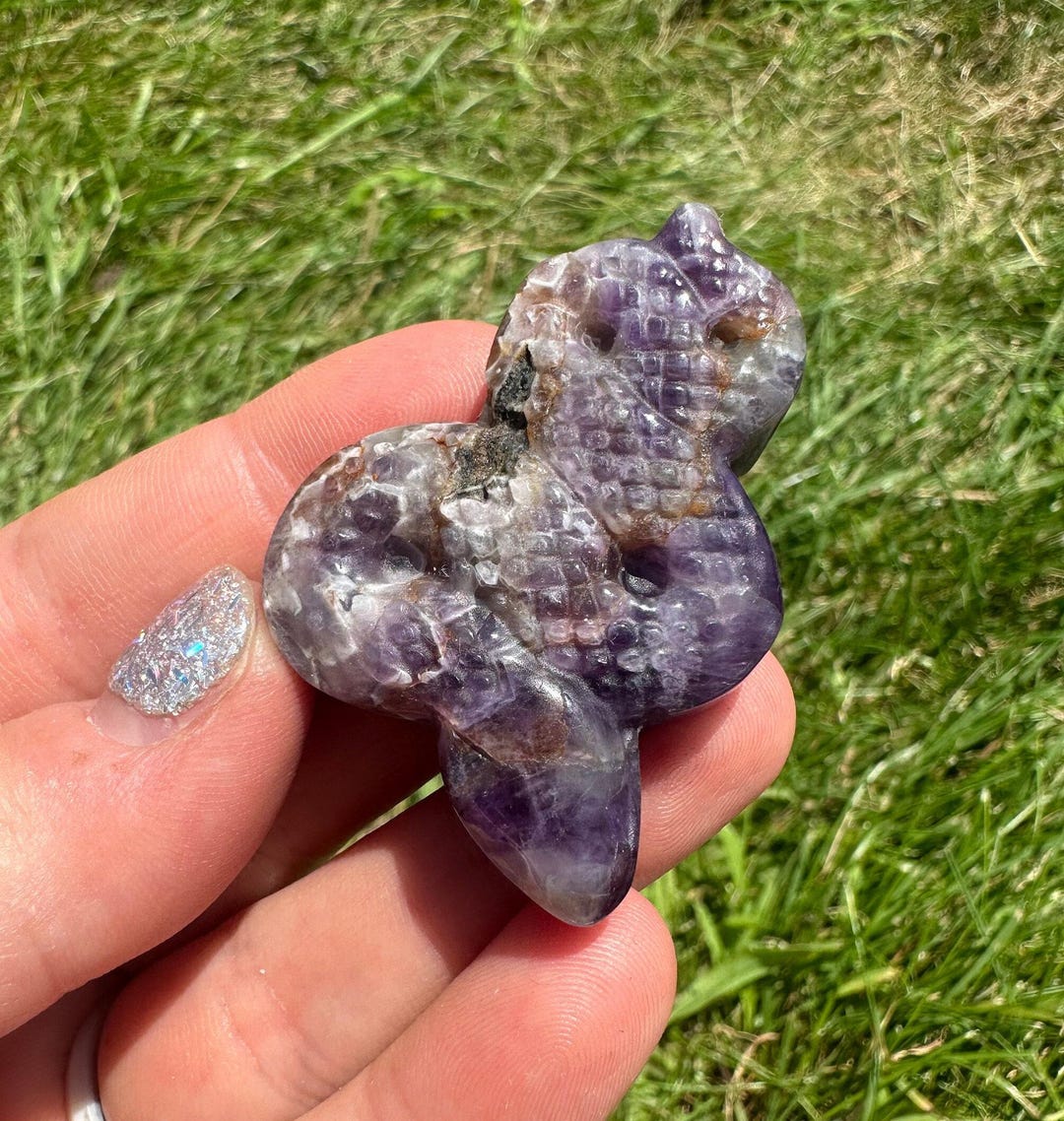 Amethyst Crystal Snake Carving - Hand Carved Amethyst Snake - Purple ...