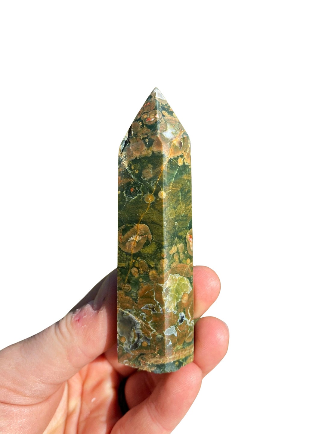 Rhyolite Stone Point (2.5" - 4") Rainforest Jasper Crystal Point ...