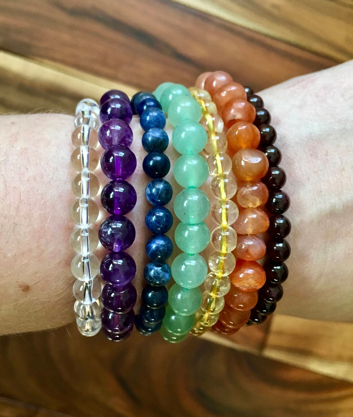 7 Chakra Bracelet Set Elastic Bracelets Seven Chakra - Etsy