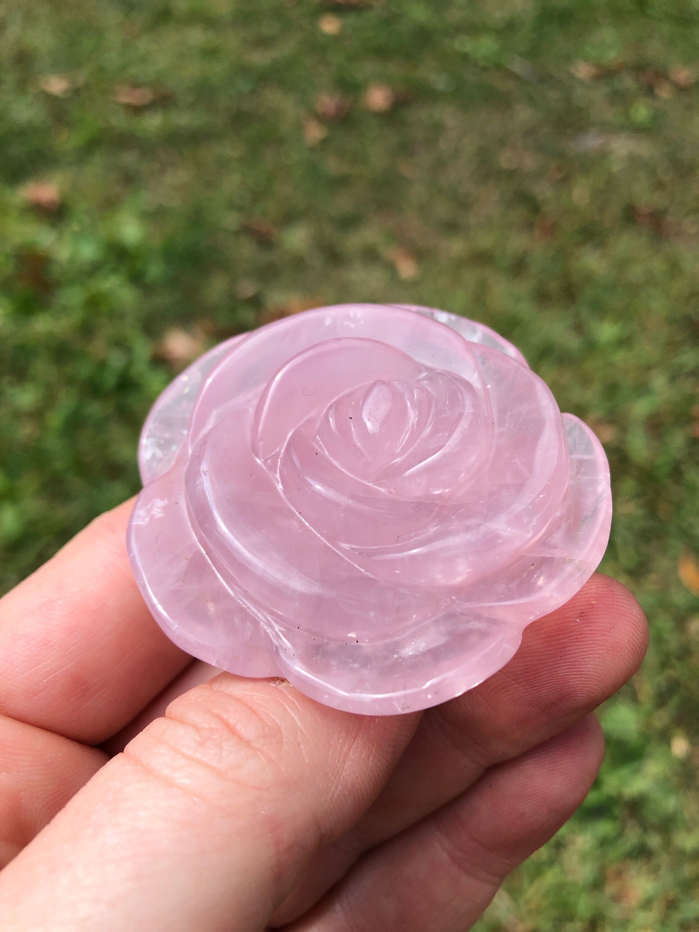 Rose Quartz Crystal Rose - Hand Carved Rose - Rose Quartz Flower - Rose ...