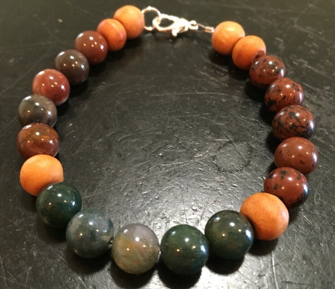 Earth Element Bracelet - Healing Crystal Bracelet - Moss Agate ...