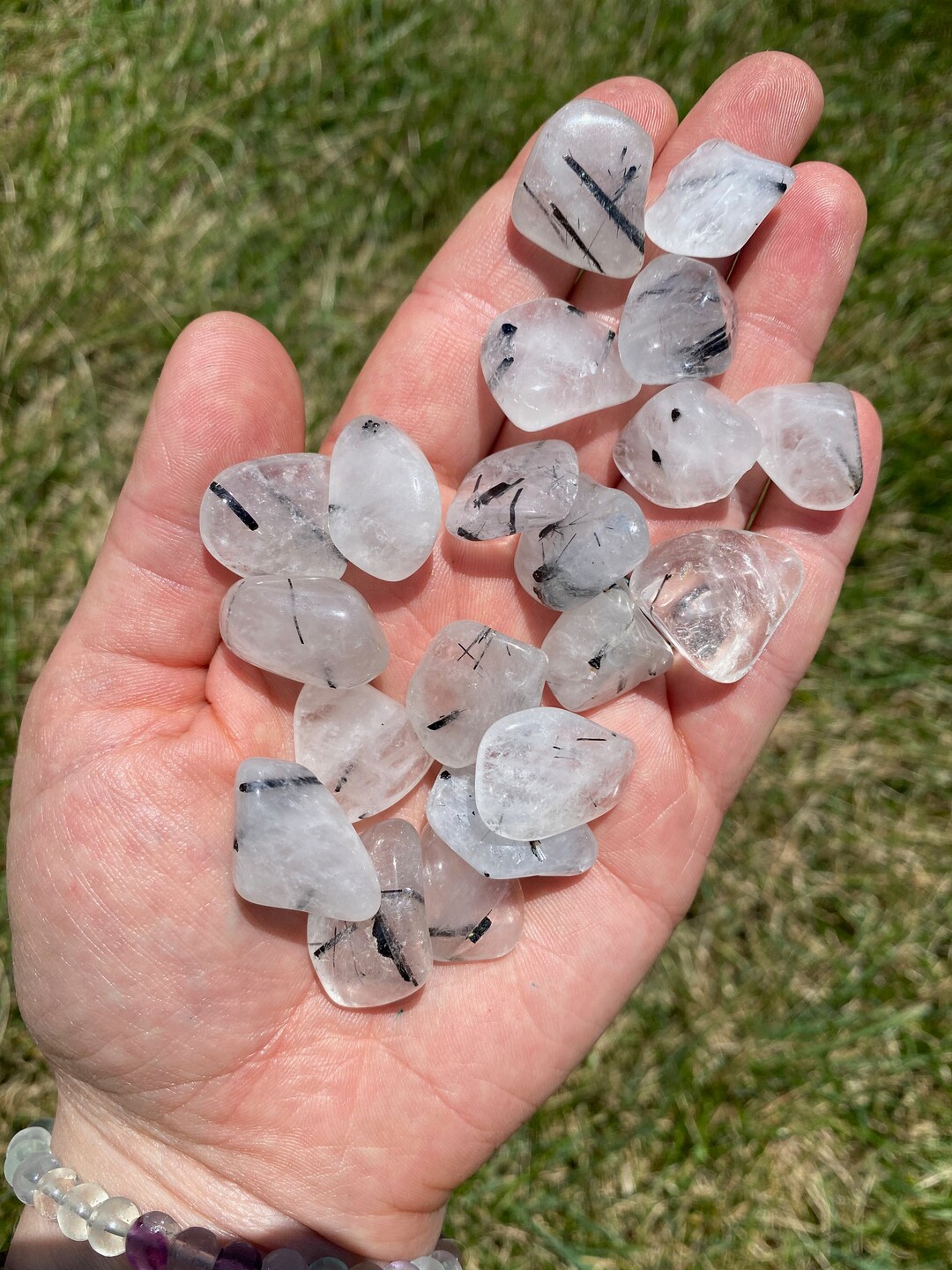 Tourmalinated Quartz Tumbled Stone - Grade A - Multiple Sizes Available ...