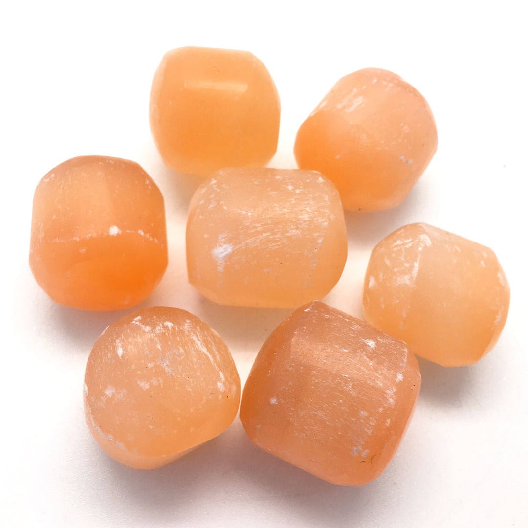 Orange Selenite Tumbled Crystals - Tumbled Peach Selenite Stones ...