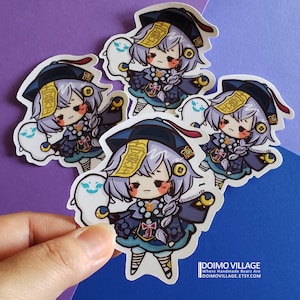 Sticker - Cute Character Klee, Qiqi Hutao! - New Matte Coated Sticker ...