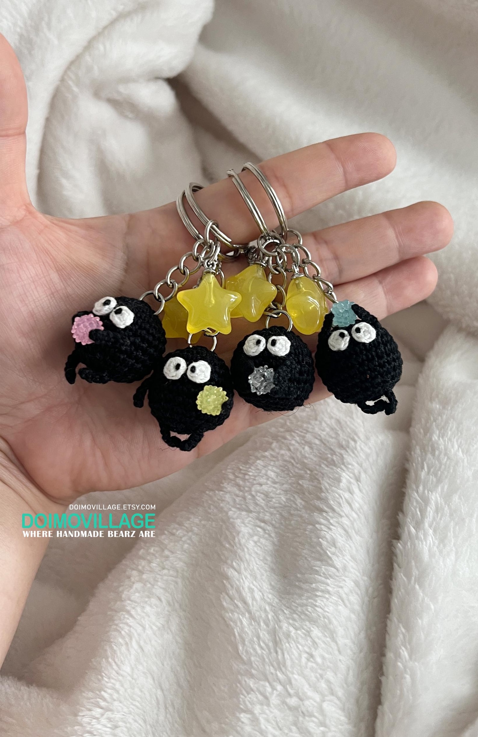 Amigurumi 1 Inch Tiny Soot Sprite With the Star Candy *made2order* - Etsy