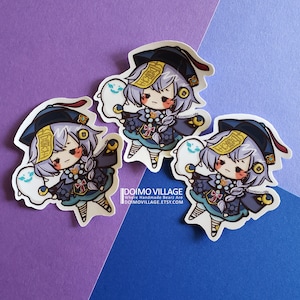 Sticker - Cute Character Klee, Qiqi Hutao! - New Matte Coated Sticker ...