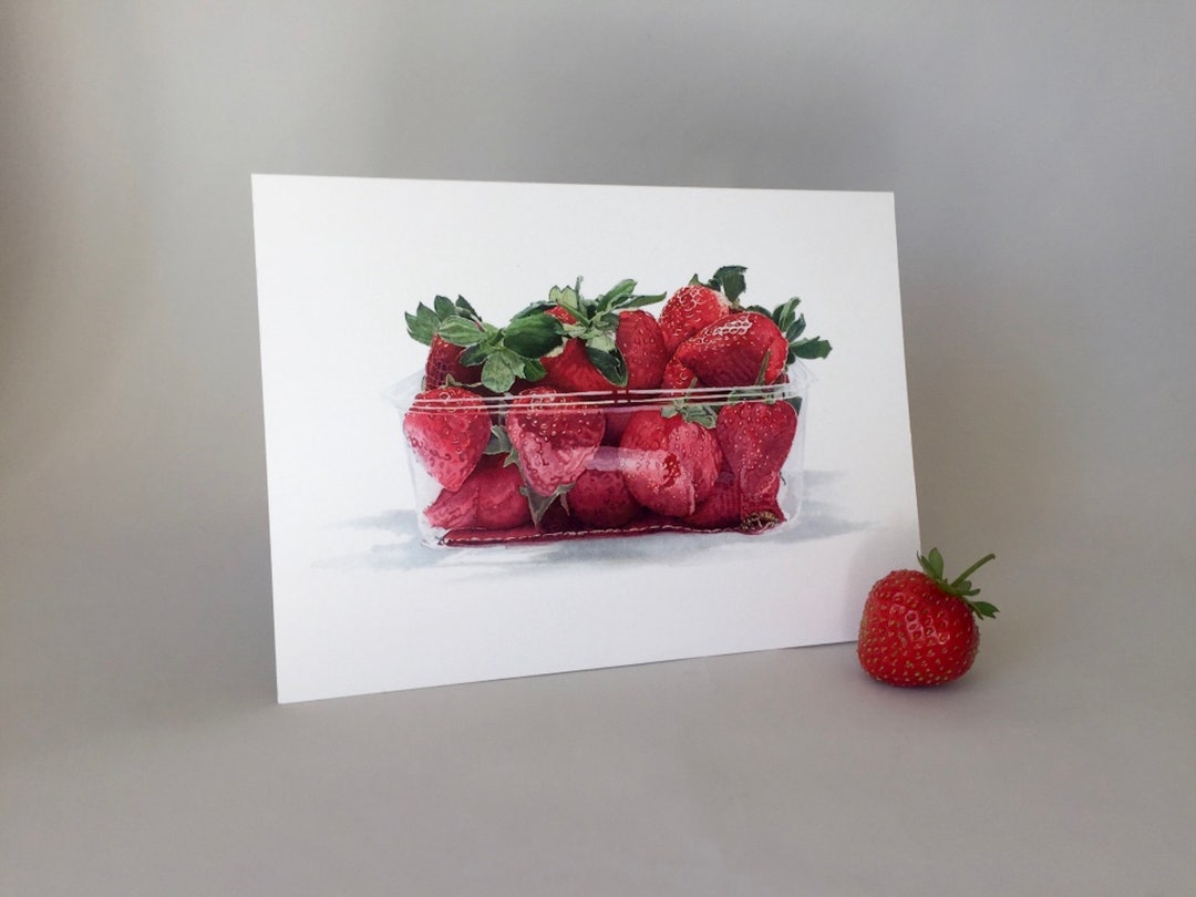 Strawberry Card. Punnet of Strawberries Blank Greetings Card. Fruit ...