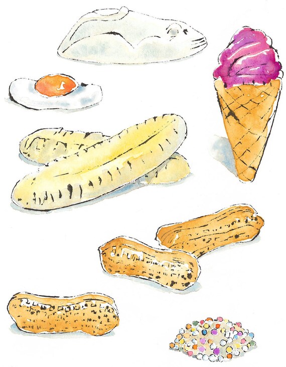Retro Sweets Print Watercolour Kitchen Print Pocket Money - Etsy UK