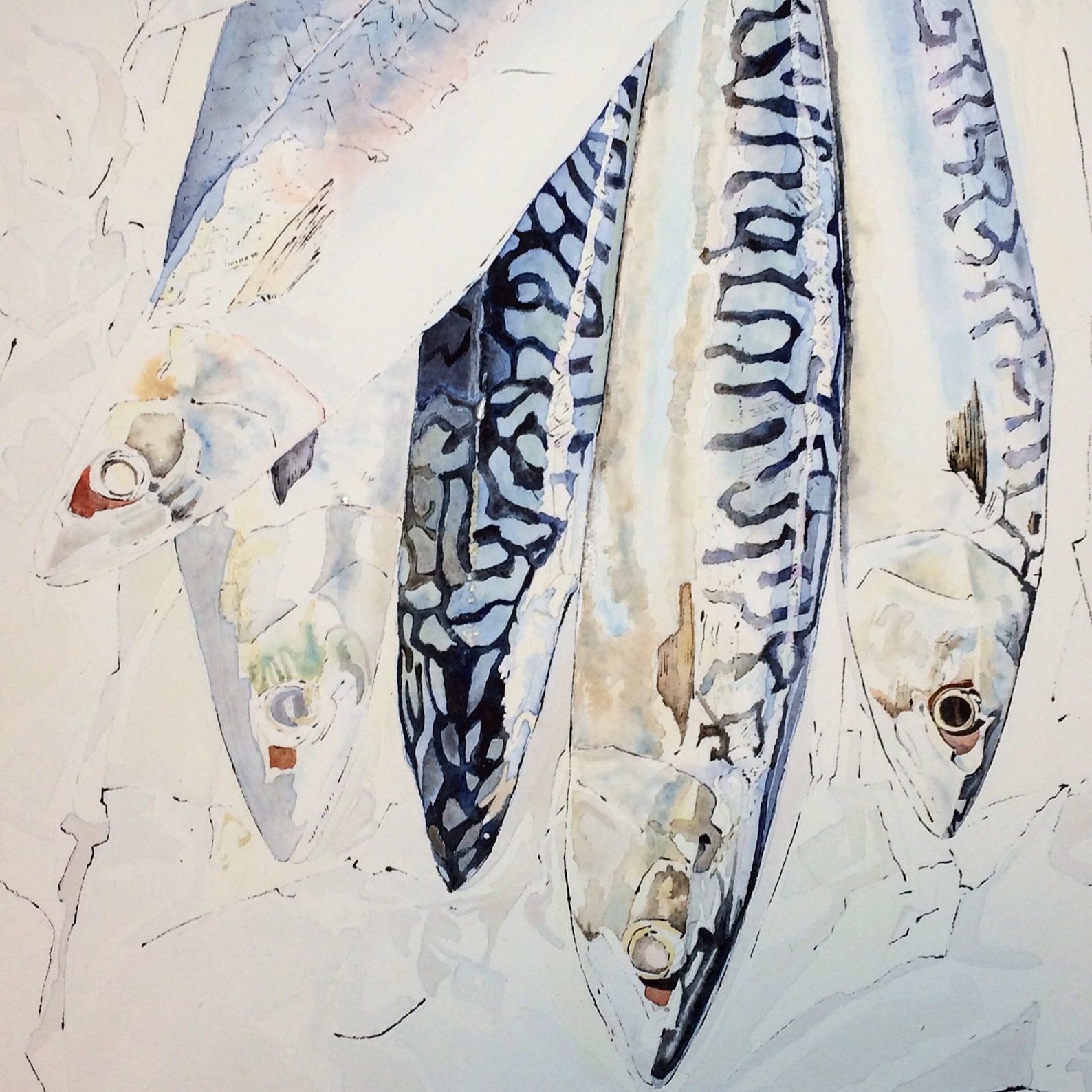 Mackerel Art. Fish Print. Blue Kitchen Wall Art Beach House - Etsy