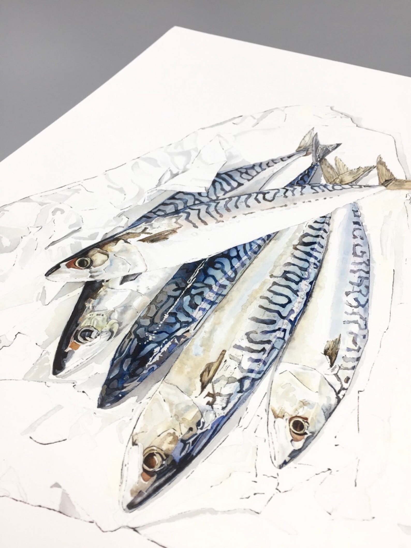 Mackerel Art. Fish Print. Blue Kitchen Wall Art Beach House - Etsy