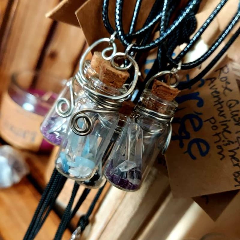 Stone Potion Bottle Necklace - Etsy