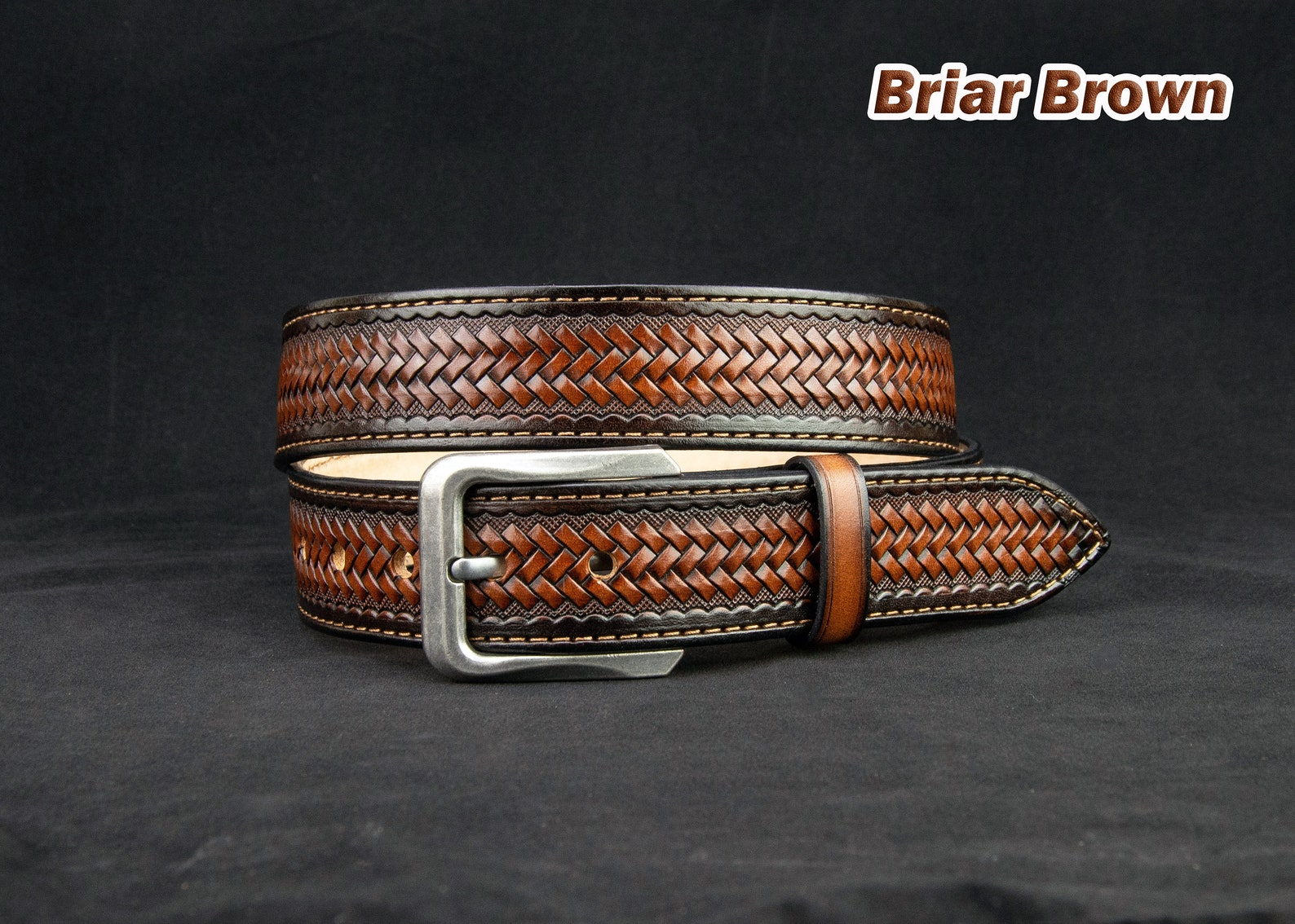 Basket Weaving Tooled Leather Belt, Western Belt, Mens Western Belt ...