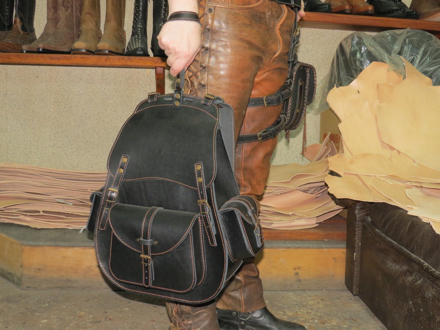 MEDIUM Black Leather Laptop Backpack School Backpack - Etsy