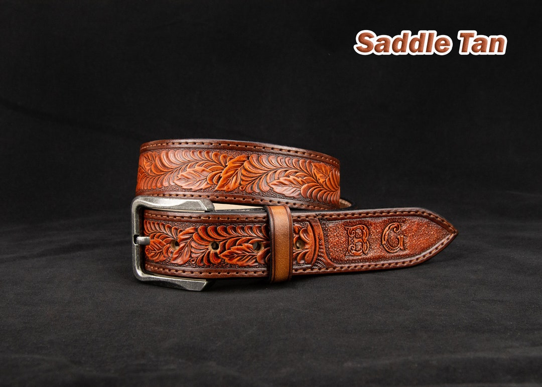 Personalized Leather Western Belt, Tooled Western Belt, Cowboy Leather ...