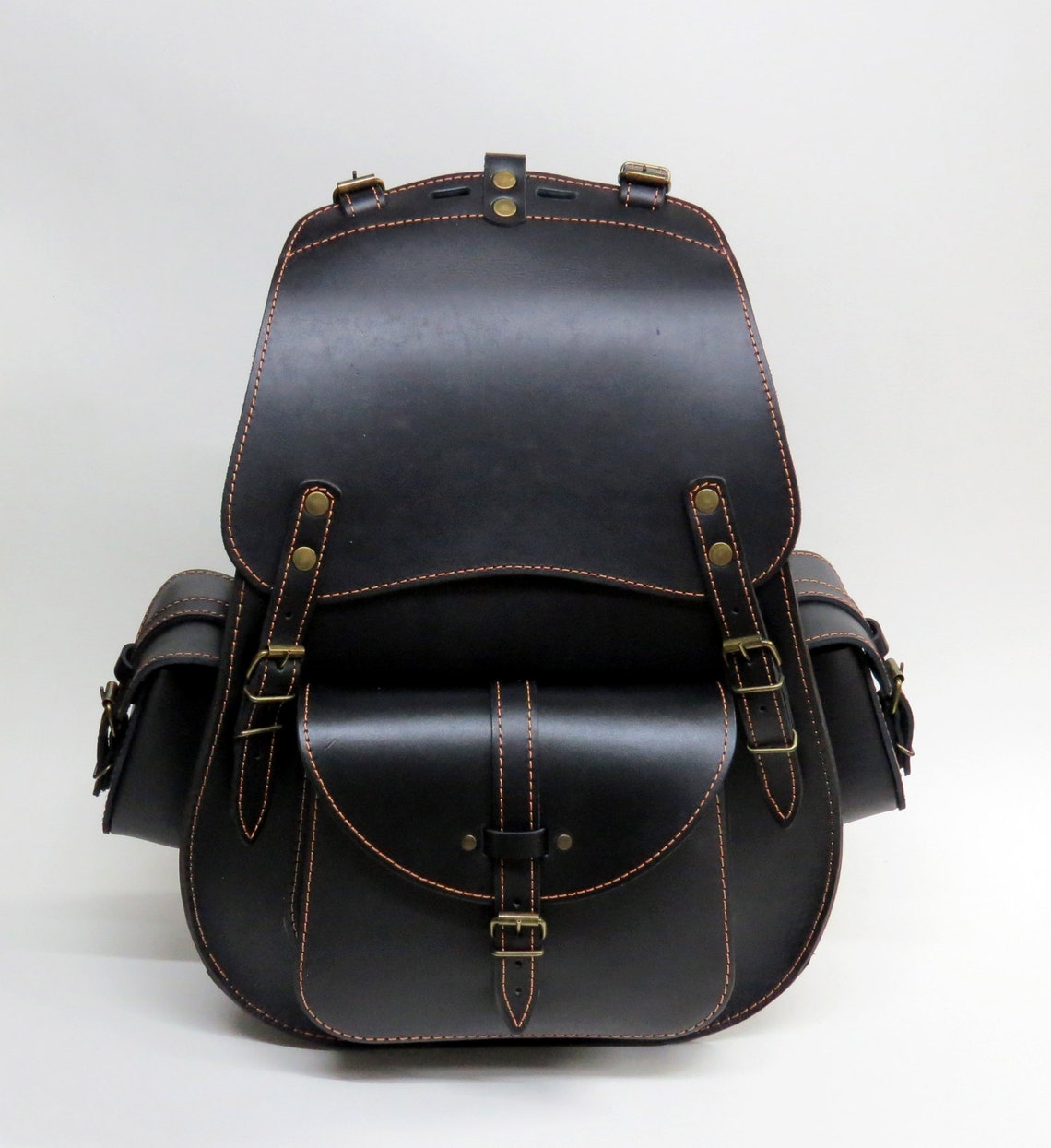 MEDIUM Black Leather Laptop Backpack School Backpack - Etsy
