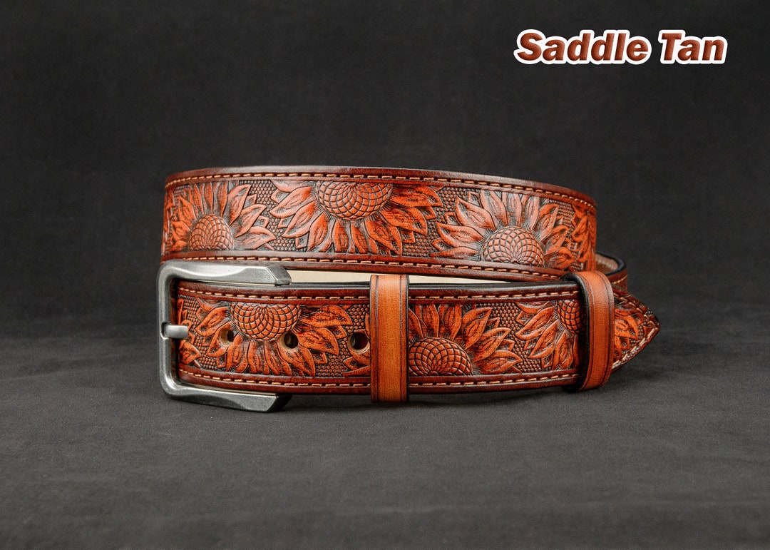 Personalized Leather Western Belt, Tooled Western Belt, Cowboy Leather ...