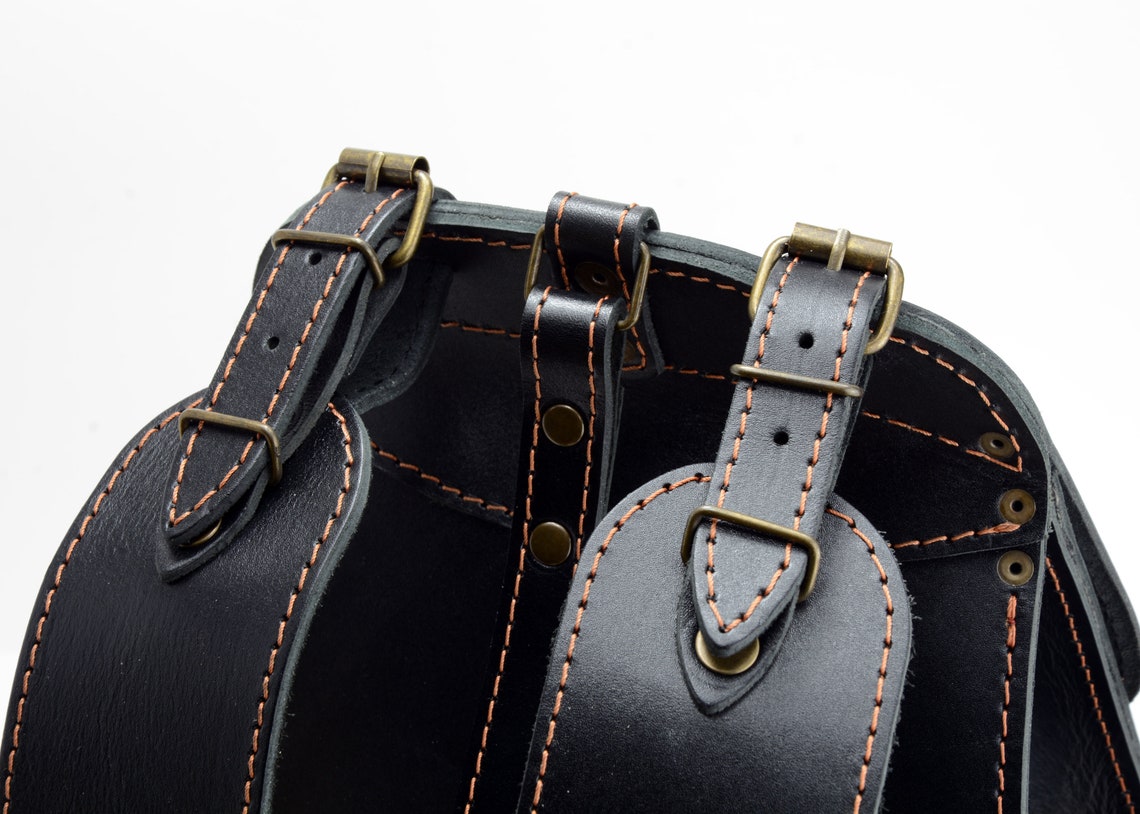 Mini Black Leather Laptop Backpack School Backpack Backpack - Etsy