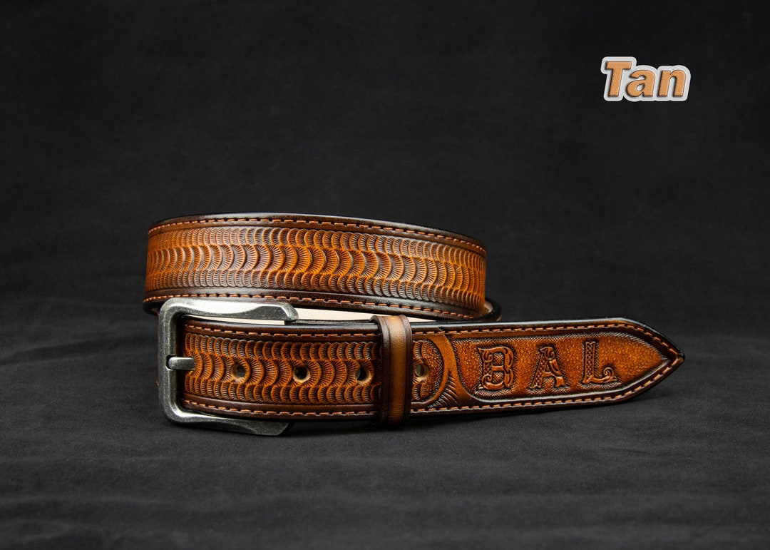 Personalized Leather Belt, Tooled Leather Belts, Western Belt, Mens ...