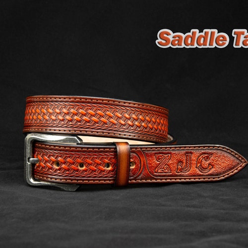 Personalized Tooled Leather Belt Western Belt Mens Western - Etsy