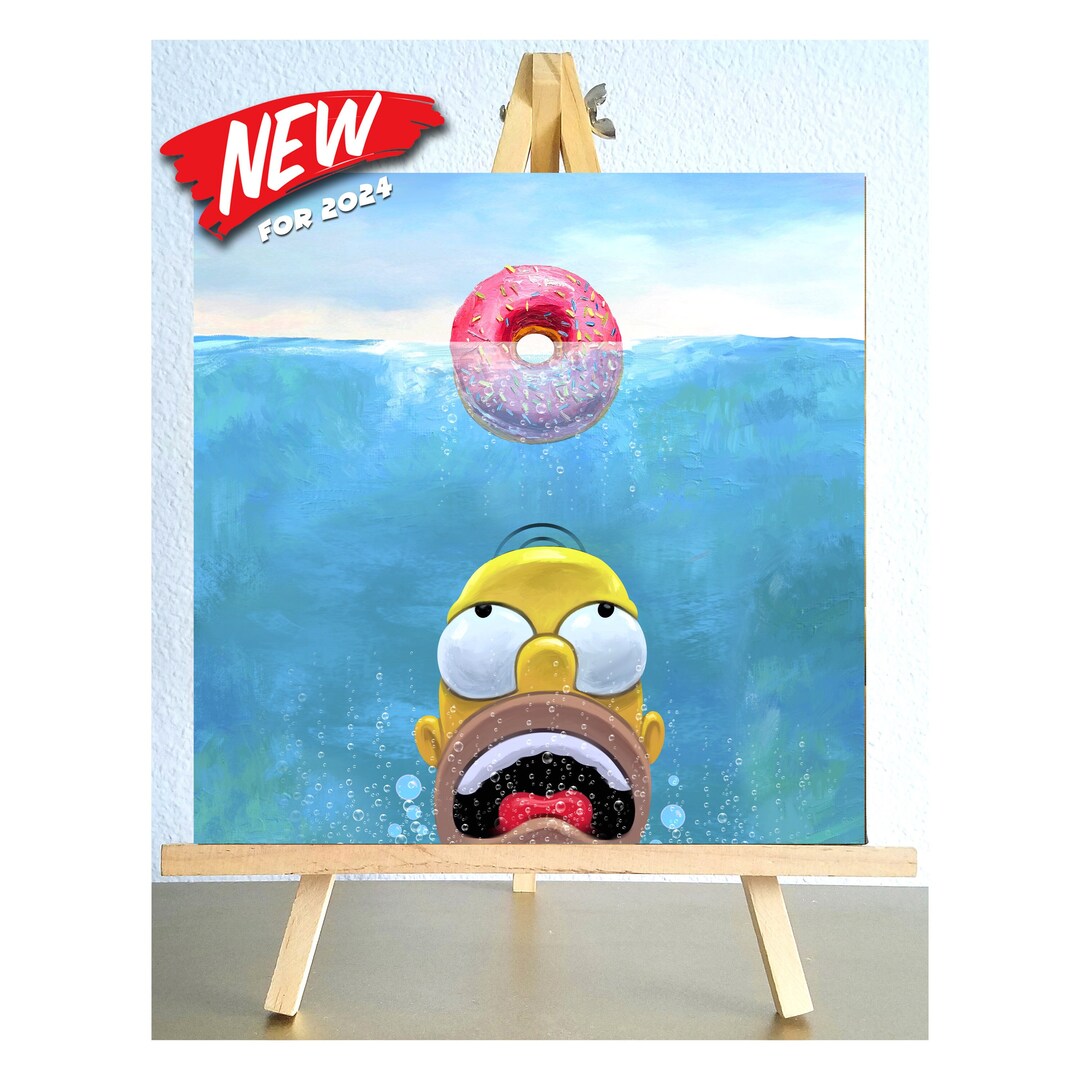 Homer Simpson and Jaws Art Canvas Print - Etsy