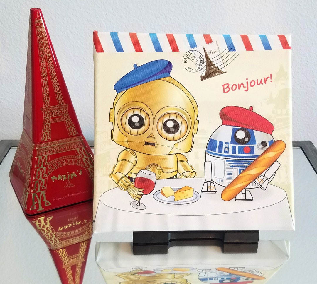 Star Wars Chibi C3PO and R2D2 "bonjour Paris" Art Canvas Print - Etsy UK