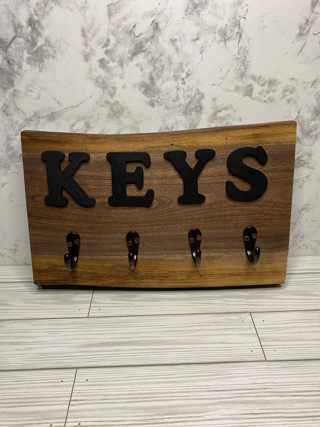 Black Walnut Key Rack With 4 Hooks | Entryway Key Hook Home Decor ...