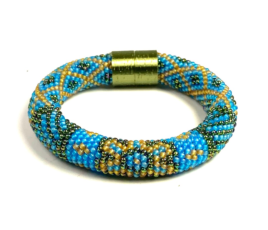 Blue Diamonds Double Bead Crochet Kit by Ann Benson - Etsy