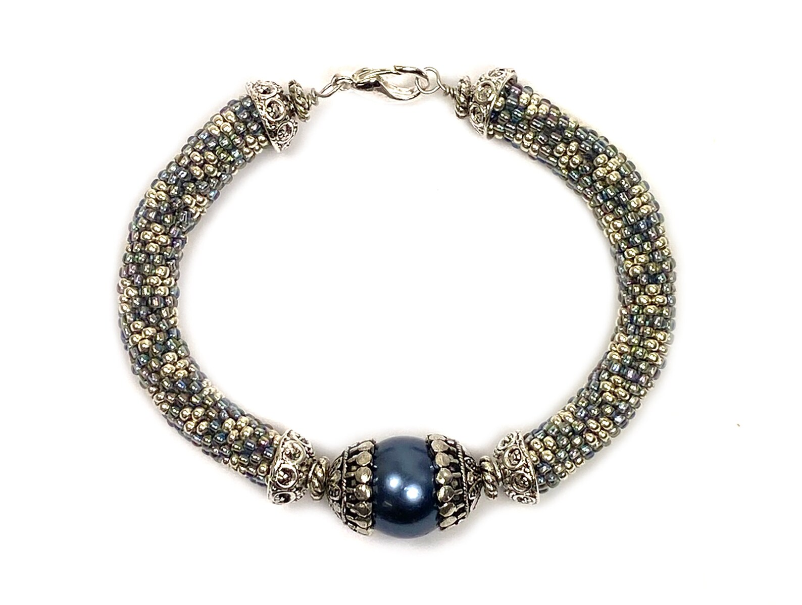 Steel Blue Bead Crochet Bracelet Kit | Etsy