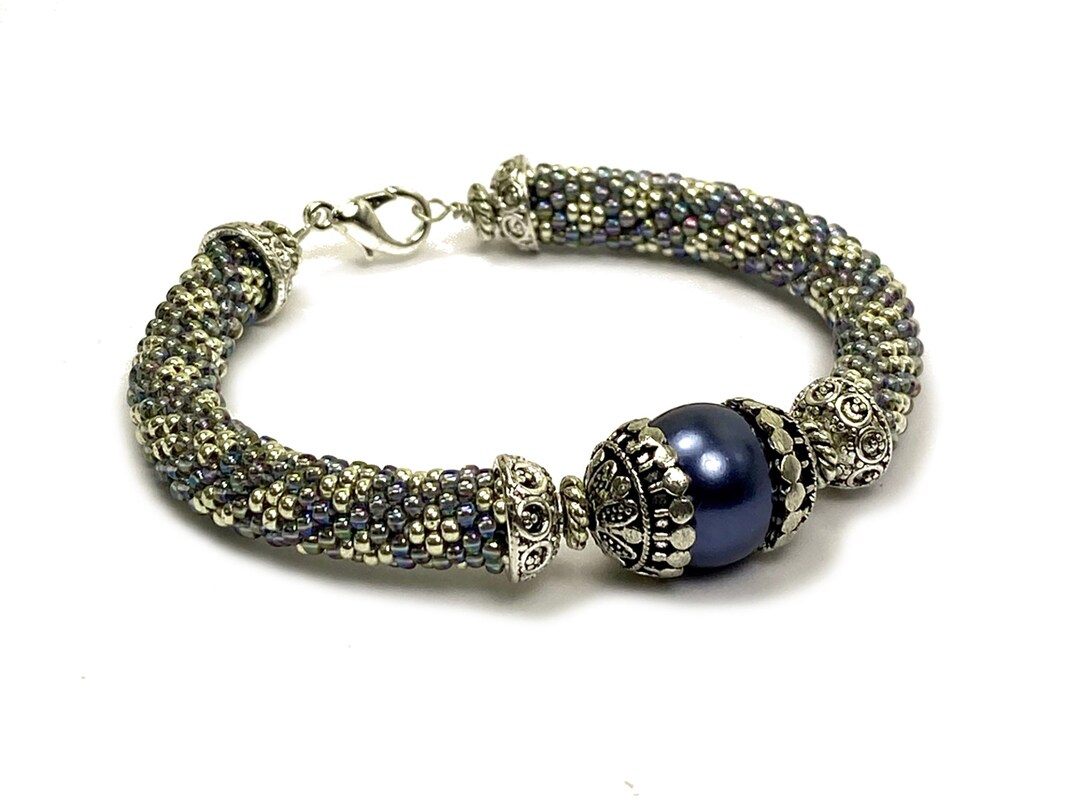 Steel Blue Bead Crochet Bracelet Kit - Etsy