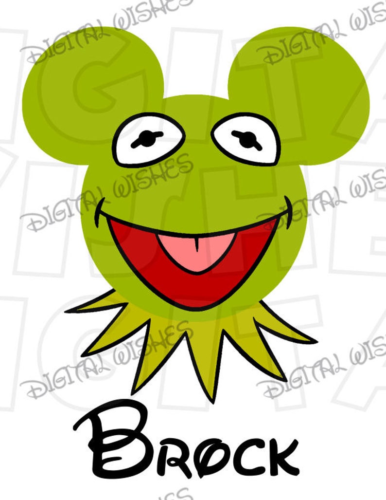 Kermit the Frog Mickey Mouse Head Ears Digital Iron on | Etsy