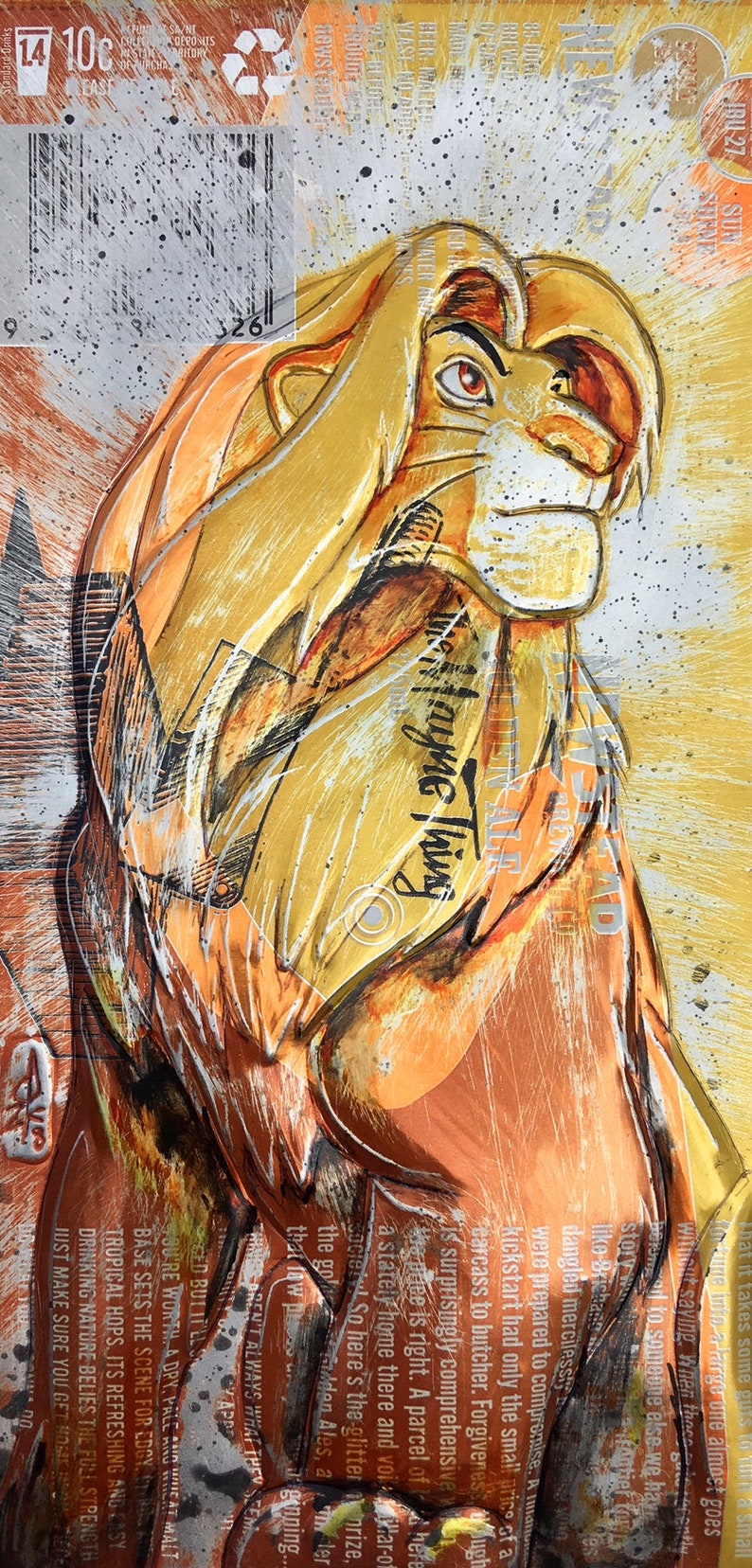 Hand Signed PRINT by Chris Duncan, Lion King on Newstead Can, Comic ...