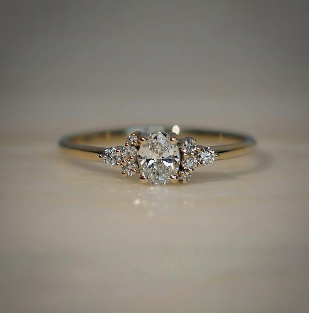 14K Gold Dew Ring With Diamonds - Etsy
