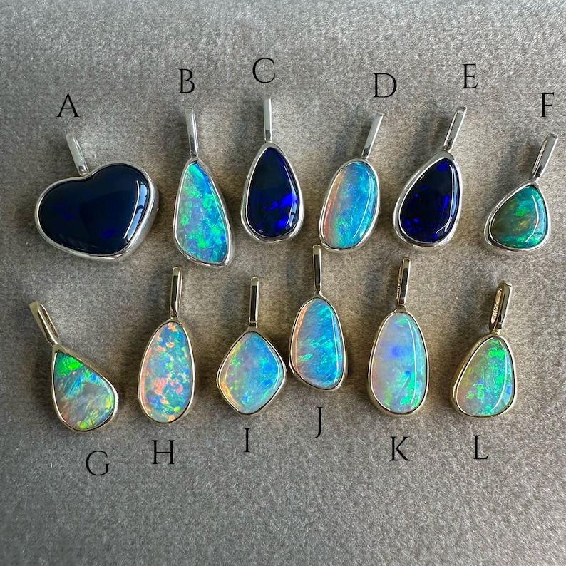 Sterling Silver and 14K Yellow Gold Pendants With Australian Opals - Etsy