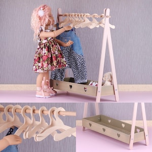 18 Inch Doll Wardrobe Rack With Shoe Storage, Large Clothes Rack for 18 ...