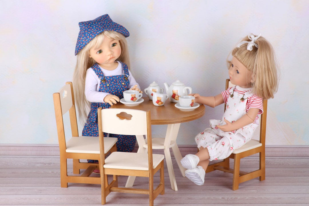 15 Inch Dollhouse Furniture, Meadow Moppets Doll Table, Chairs, Gotz ...