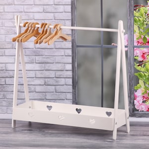 18 Inch Doll Wardrobe Rack With Shoe Storage, Large Clothes Rack ...