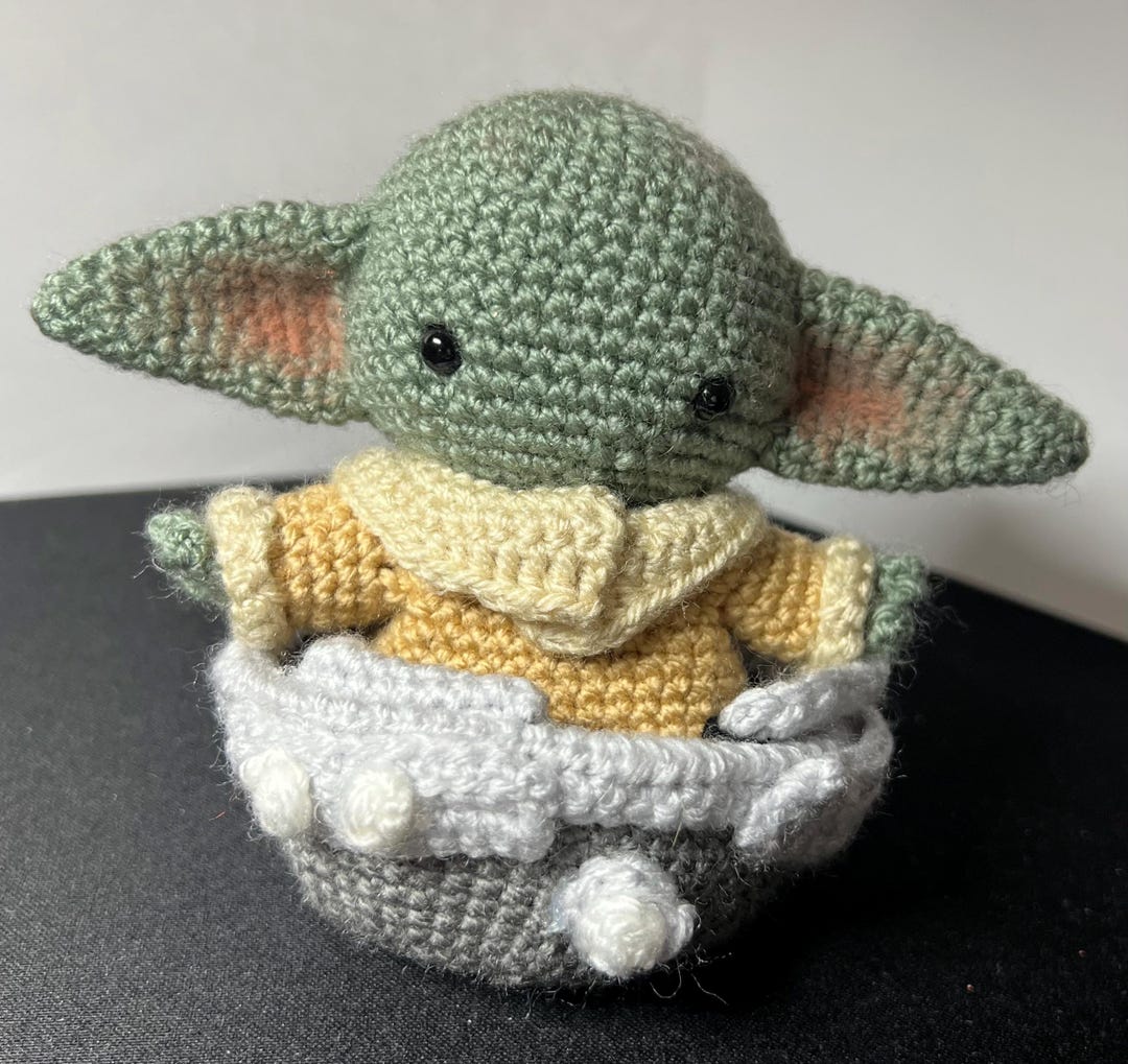 Grogu With Space Pod Crocheted Amigurumi Figurine - Etsy