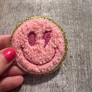 Preppy Smiley Face Chenille Iron on Patch - Etsy