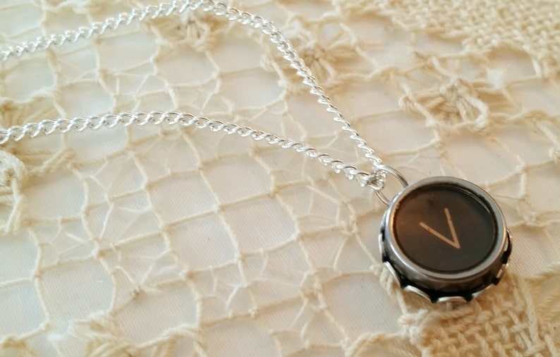 Typewriter Necklace Key V Silver Plated 18 Inch Chain - Etsy