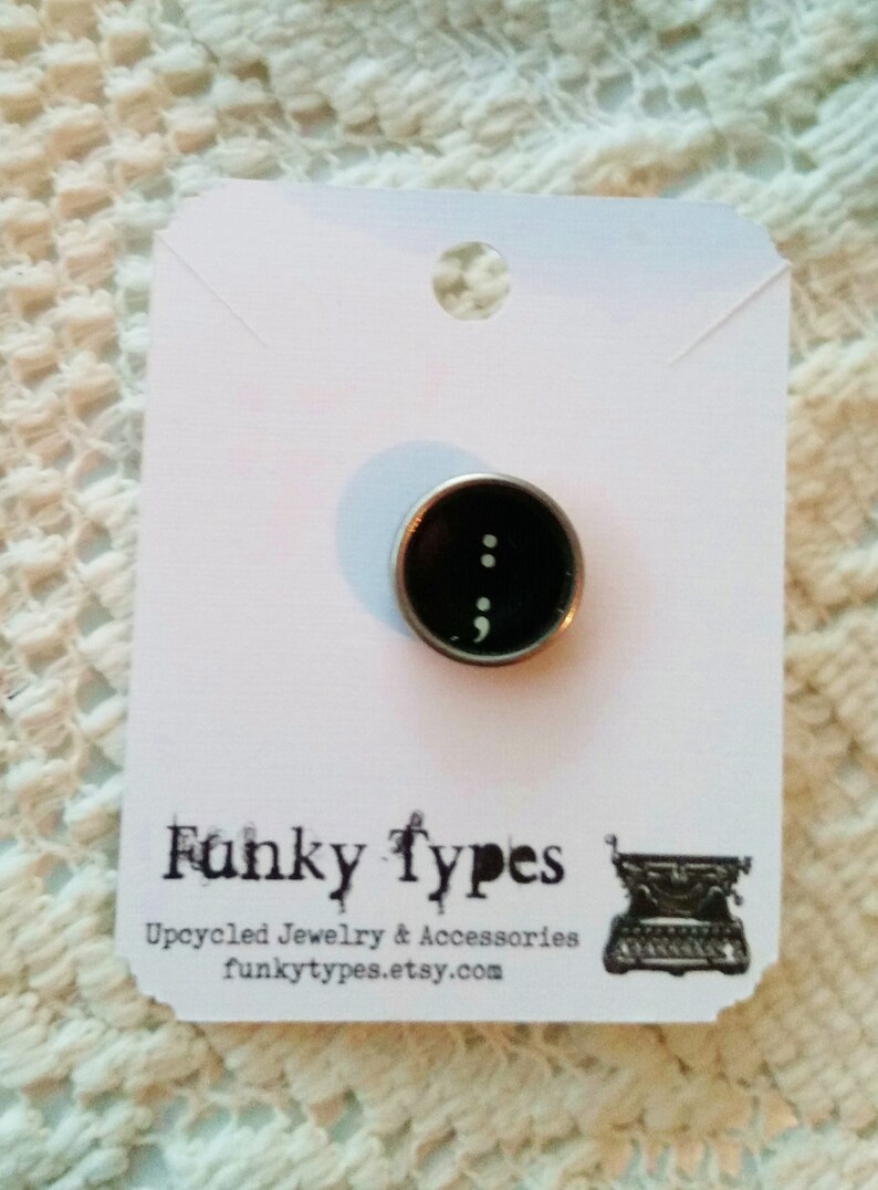 Semicolon Tie Tack Colon and Semicolon Typewriter Key Tie - Etsy